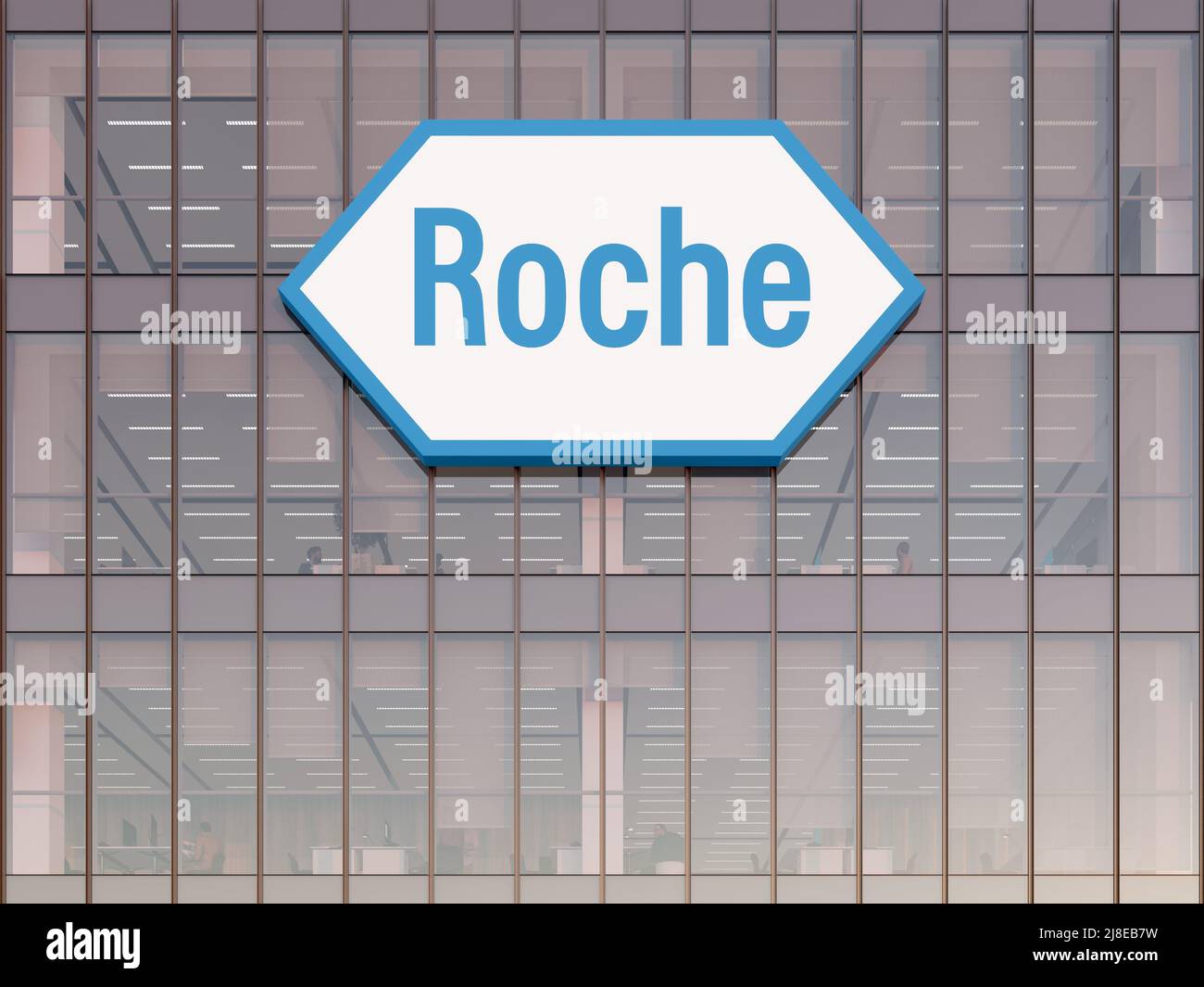 Basel, Switzerland. May 2, 2022. Editorial Use Only, 3D CGI. Roche ...