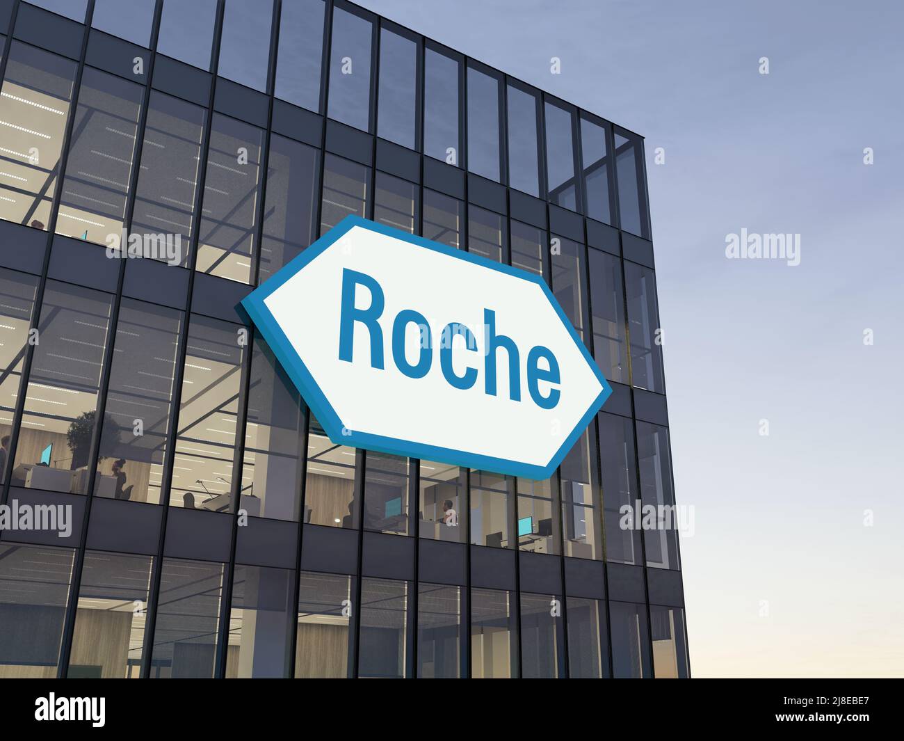 Basel, Switzerland. May 2, 2022. Editorial Use Only, 3D CGI. Roche ...