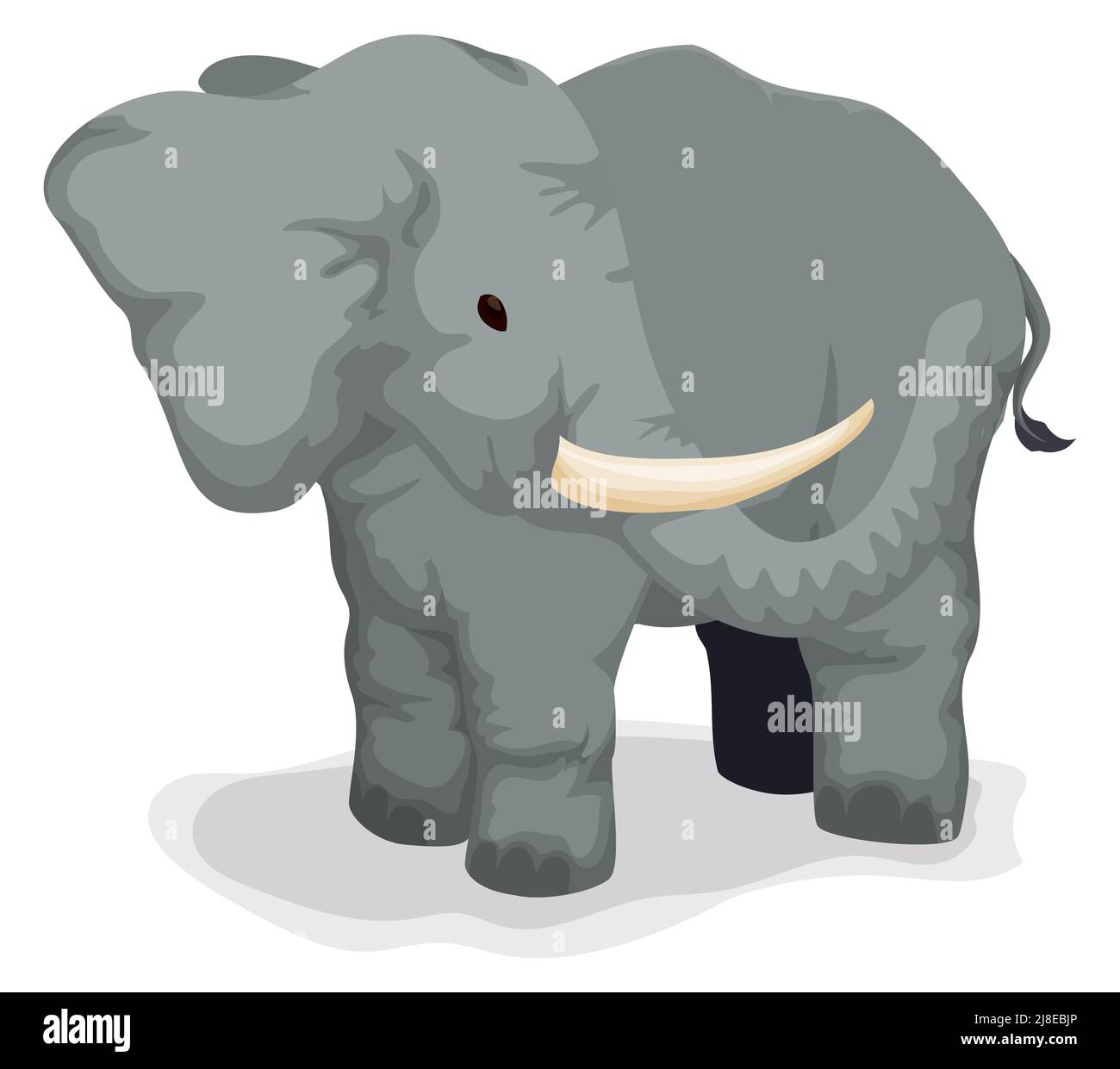 Big and gray elephant, standing and looking back. Design in cartoon ...