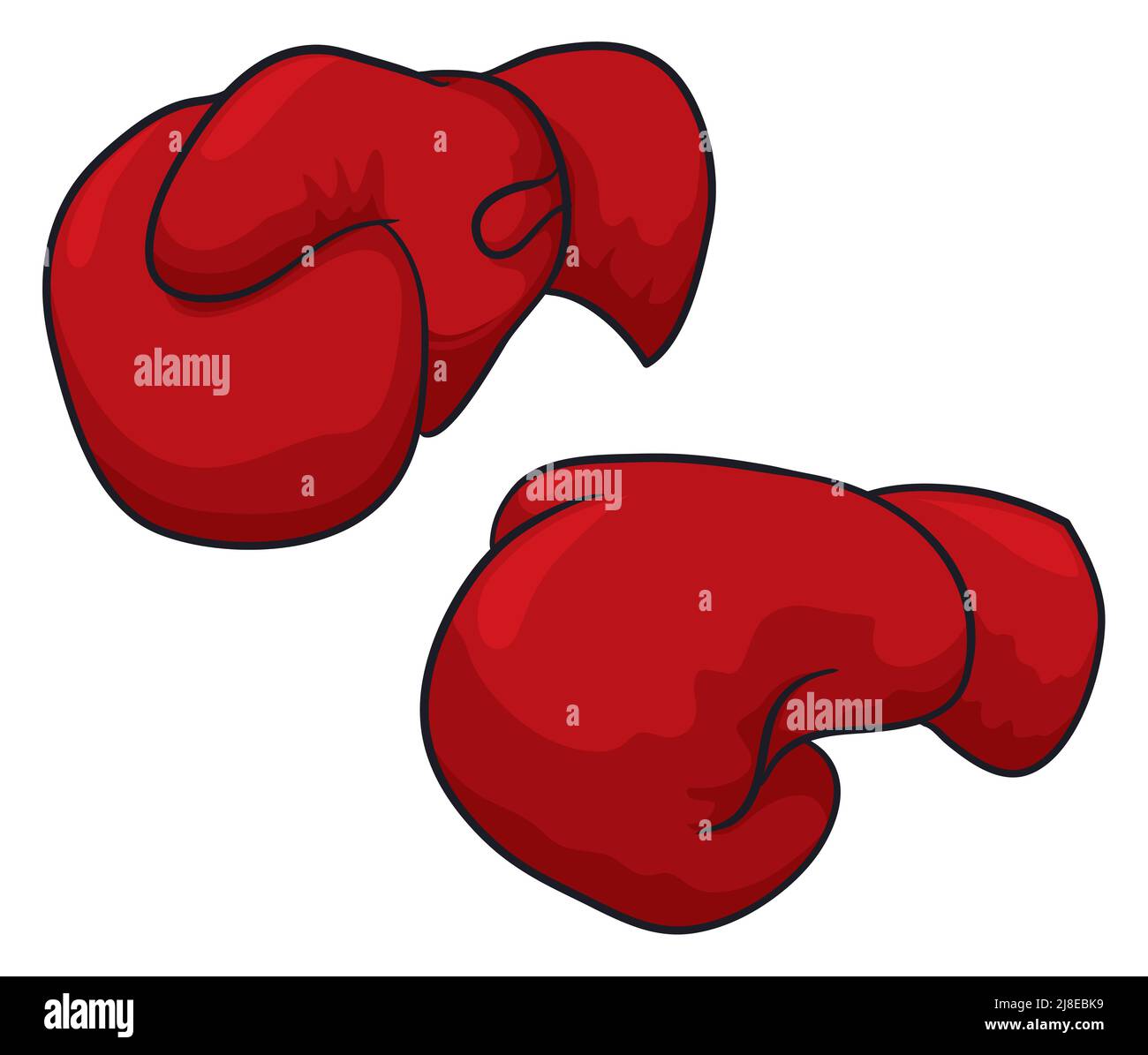 Isolated Red Boxing Gloves Ready To Use It During A Fight Design In Cartoon Style And Outlines