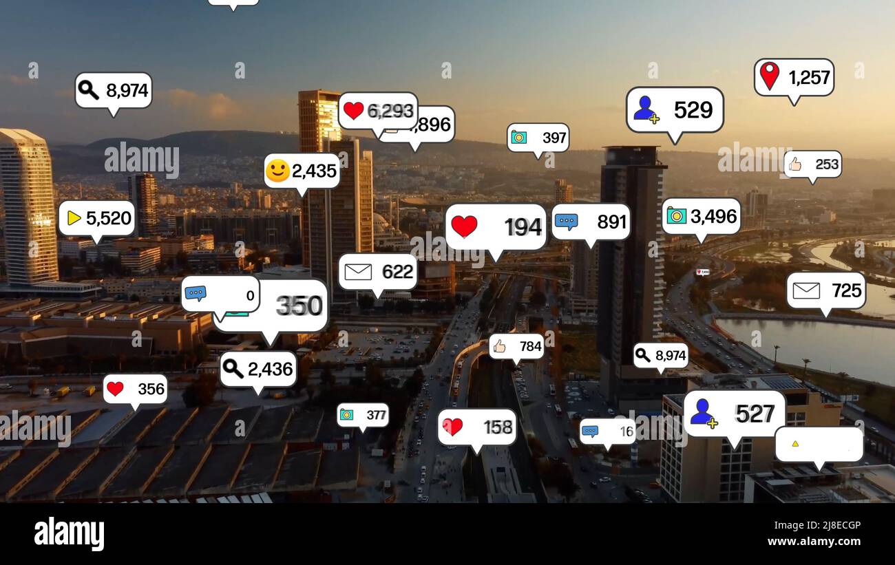 Social media icons fly through hi-res stock photography and images - Alamy