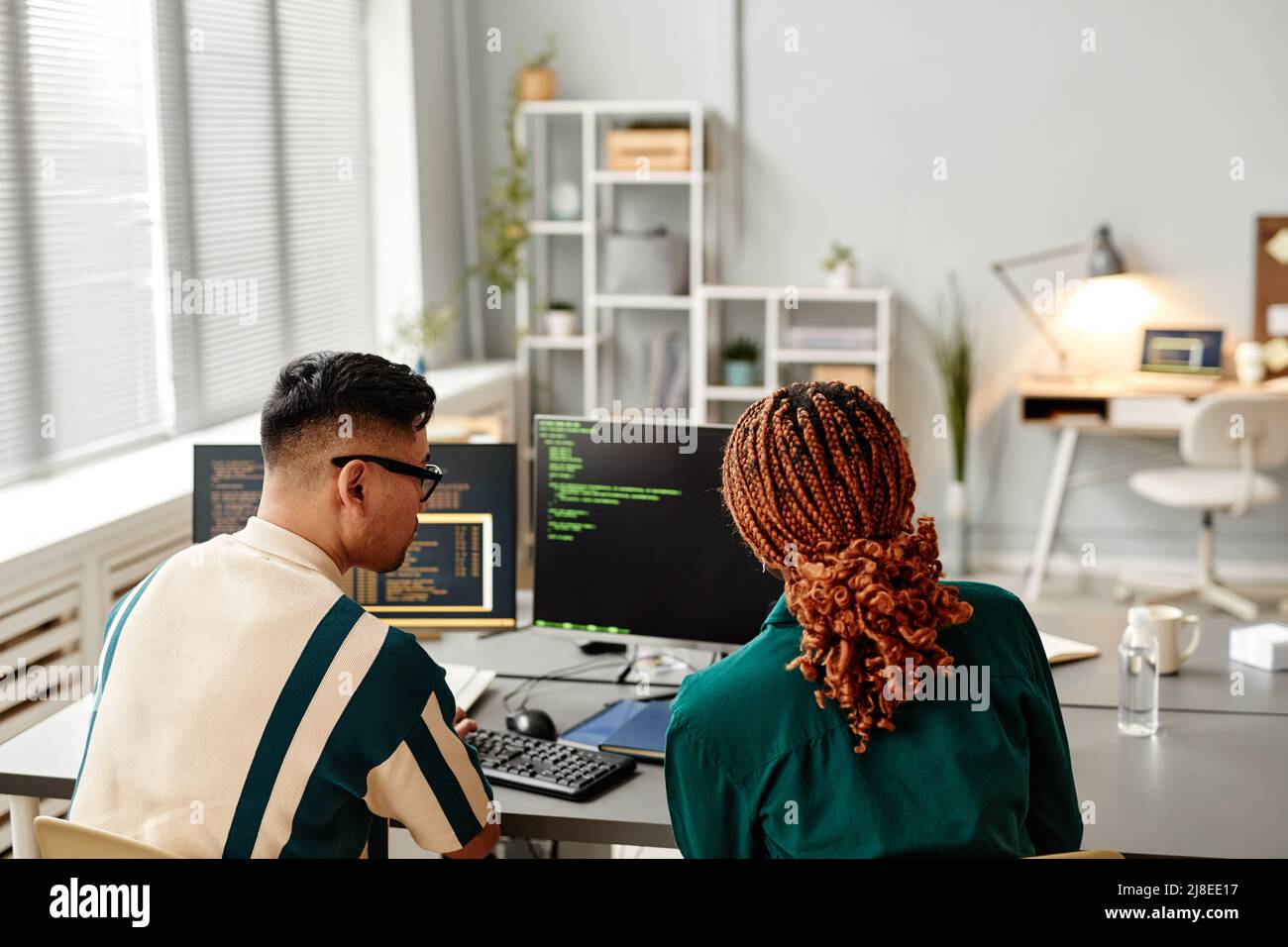 Portrait developer reviewing programming hi-res stock photography and ...