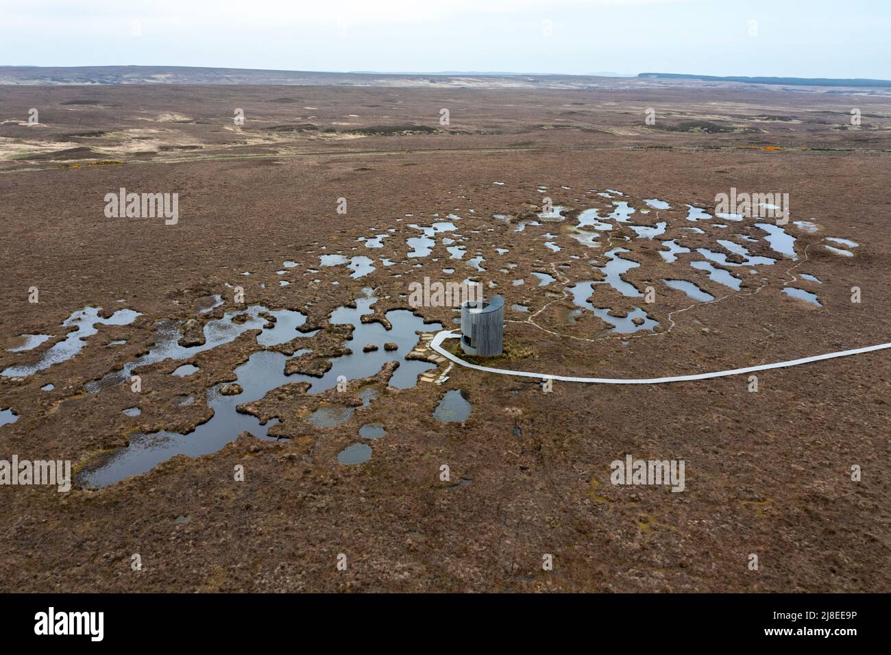 Aerial view of the RSPB Forsinard Flows Nature Reserve and viewing ...