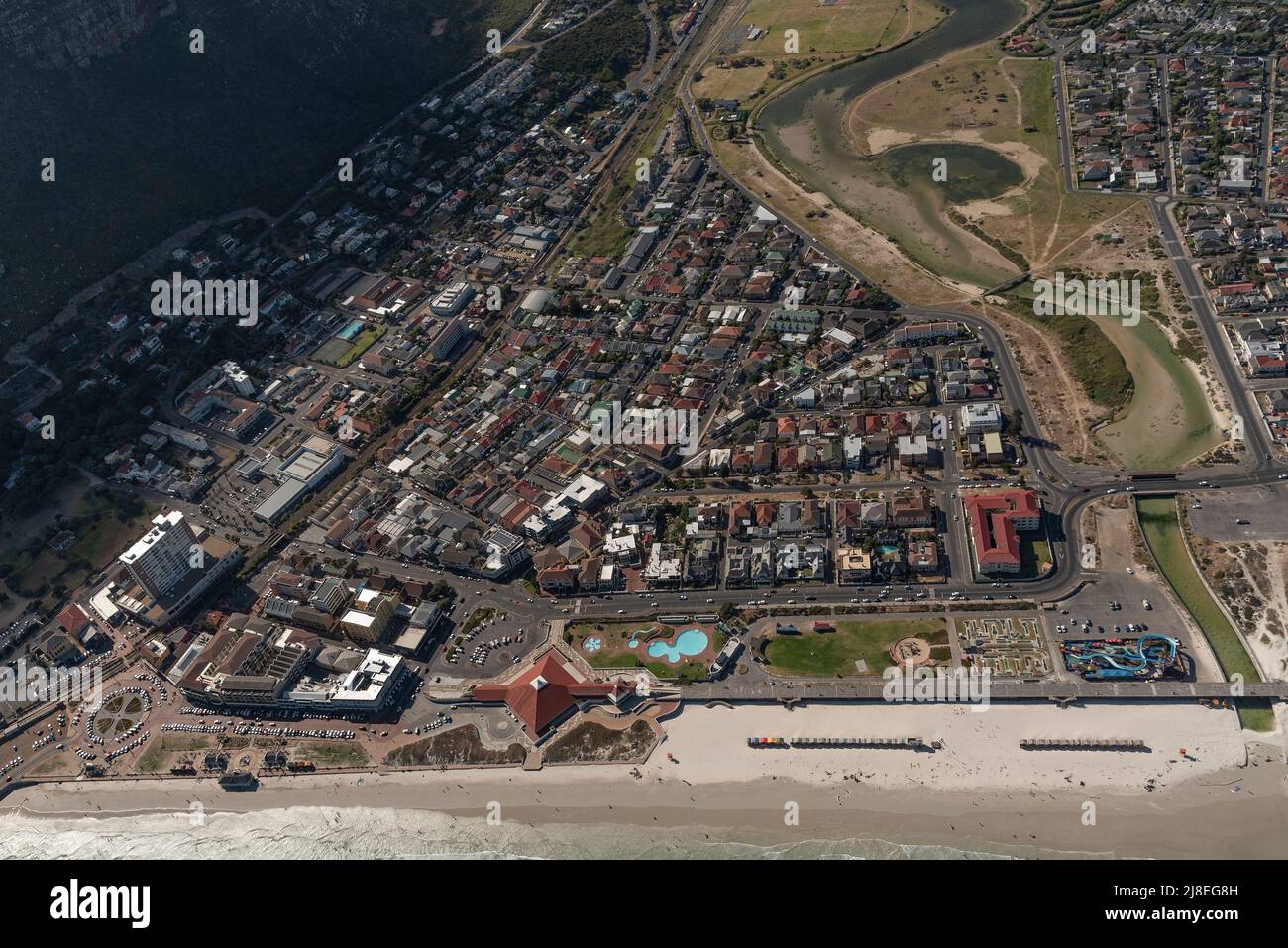 Muizenberg, Western Cape, South Africa. 2022. Aerial view of Muizenberg ...