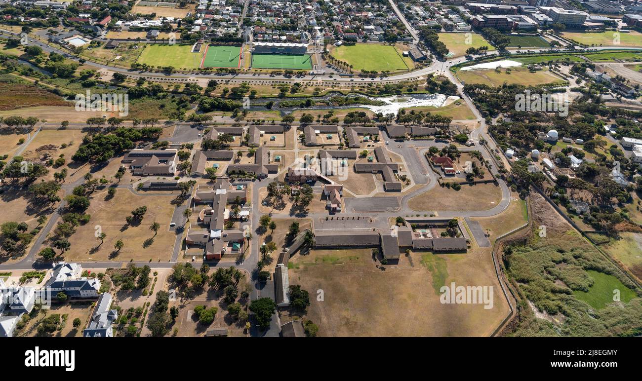 Cape Town, South Africa. 2022. Aerial view of Valkenberg Hospital and ...