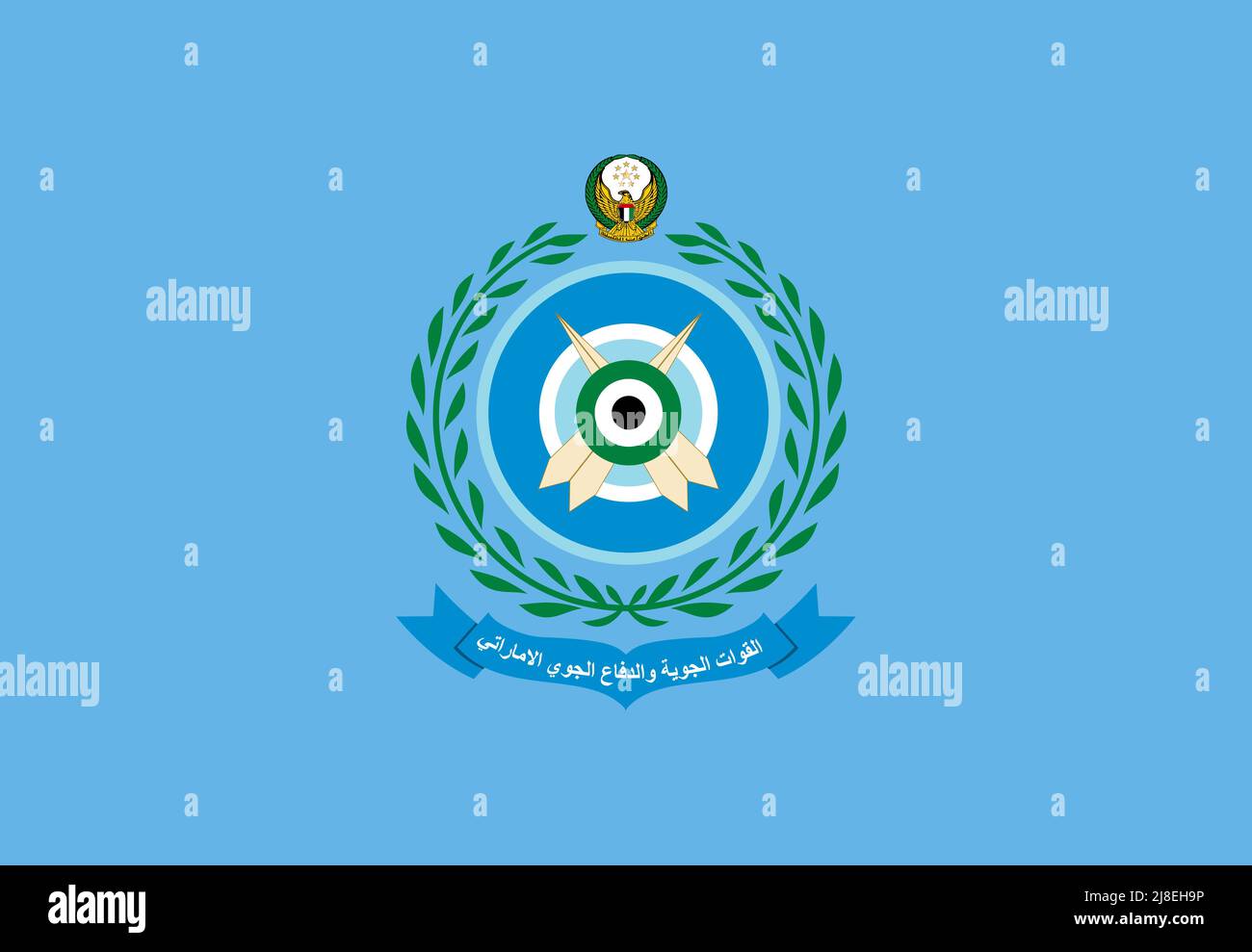 Top view of flag Air Force, United Arab Emirates. UAE travel and ...