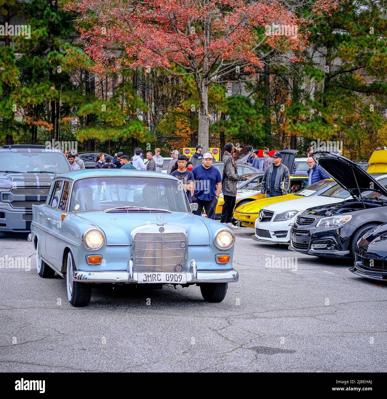 Classic Blue Mercedes Stock Photo - Alamy