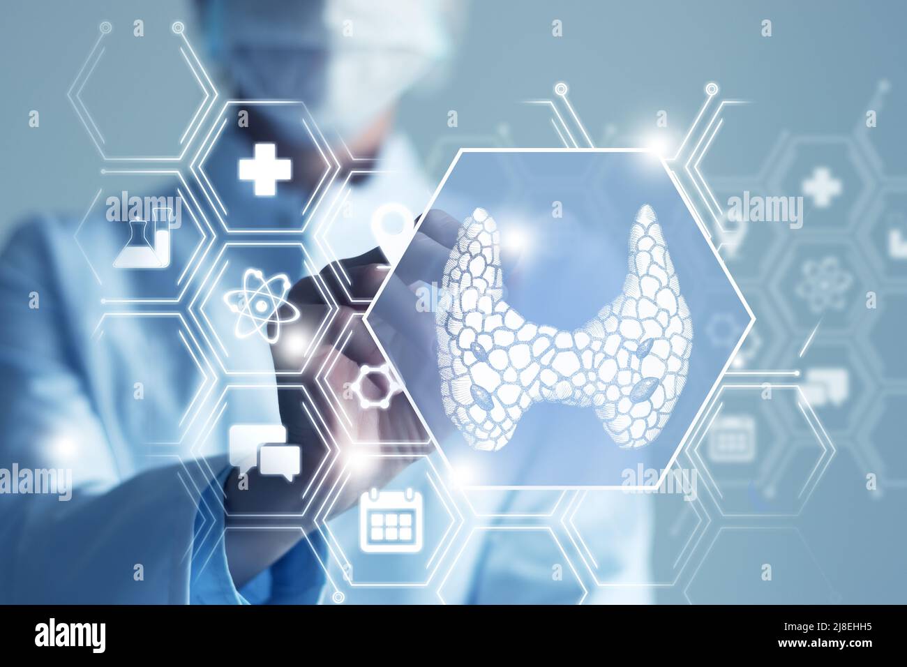 Protecting patient`s health and recovery concept. Blue color palette ...