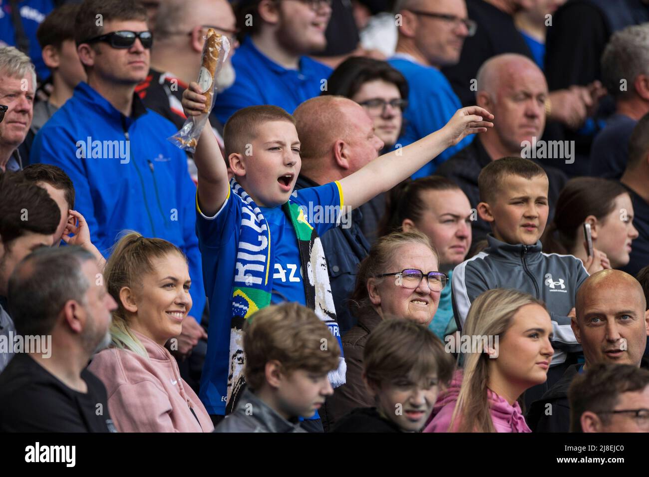 Young Everton fan cheers on his team Stock Photo - Alamy