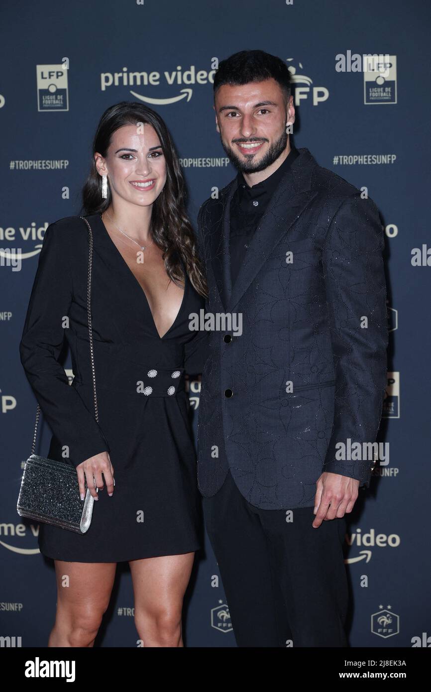 Jonathan Clauss and his wife attending the 30th ceremony UNFP Trophy ...