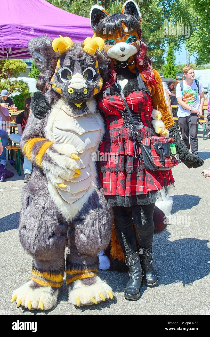Vienna, Austria. 15th May, 2022. Cosplayers pose for photos during the ...