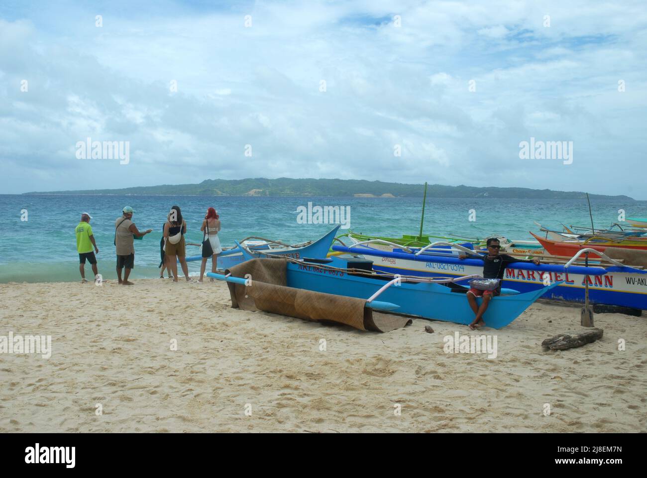 Paraw Boats, White Beach, Boracay, The Visayas, Philippines, Southeast ...