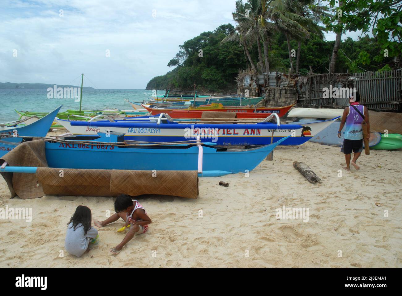 Paraw Boats, White Beach, Boracay, The Visayas, Philippines, Southeast ...