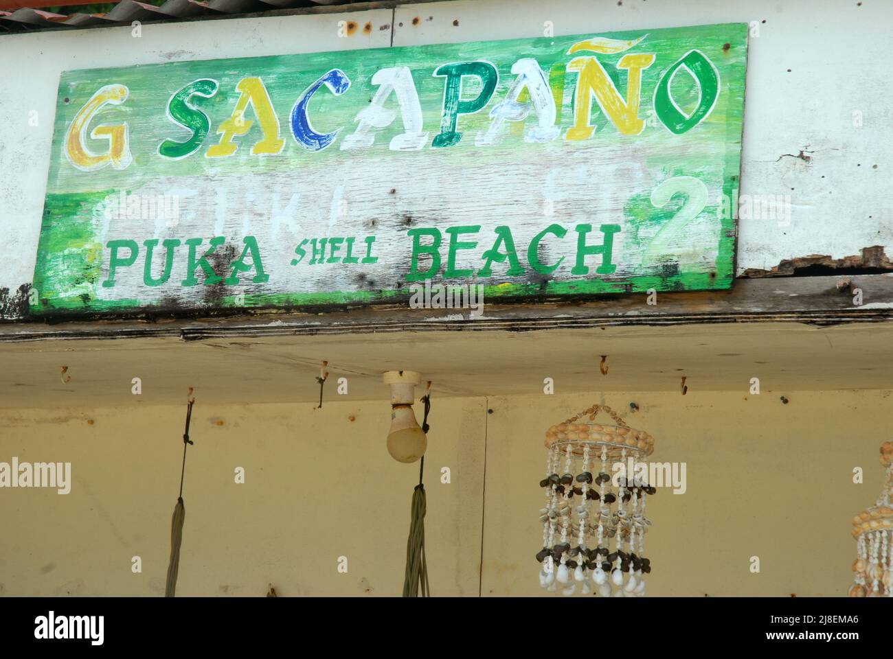 Sign for Puka Shell Beach, Boracay, Philippines Stock Photo - Alamy