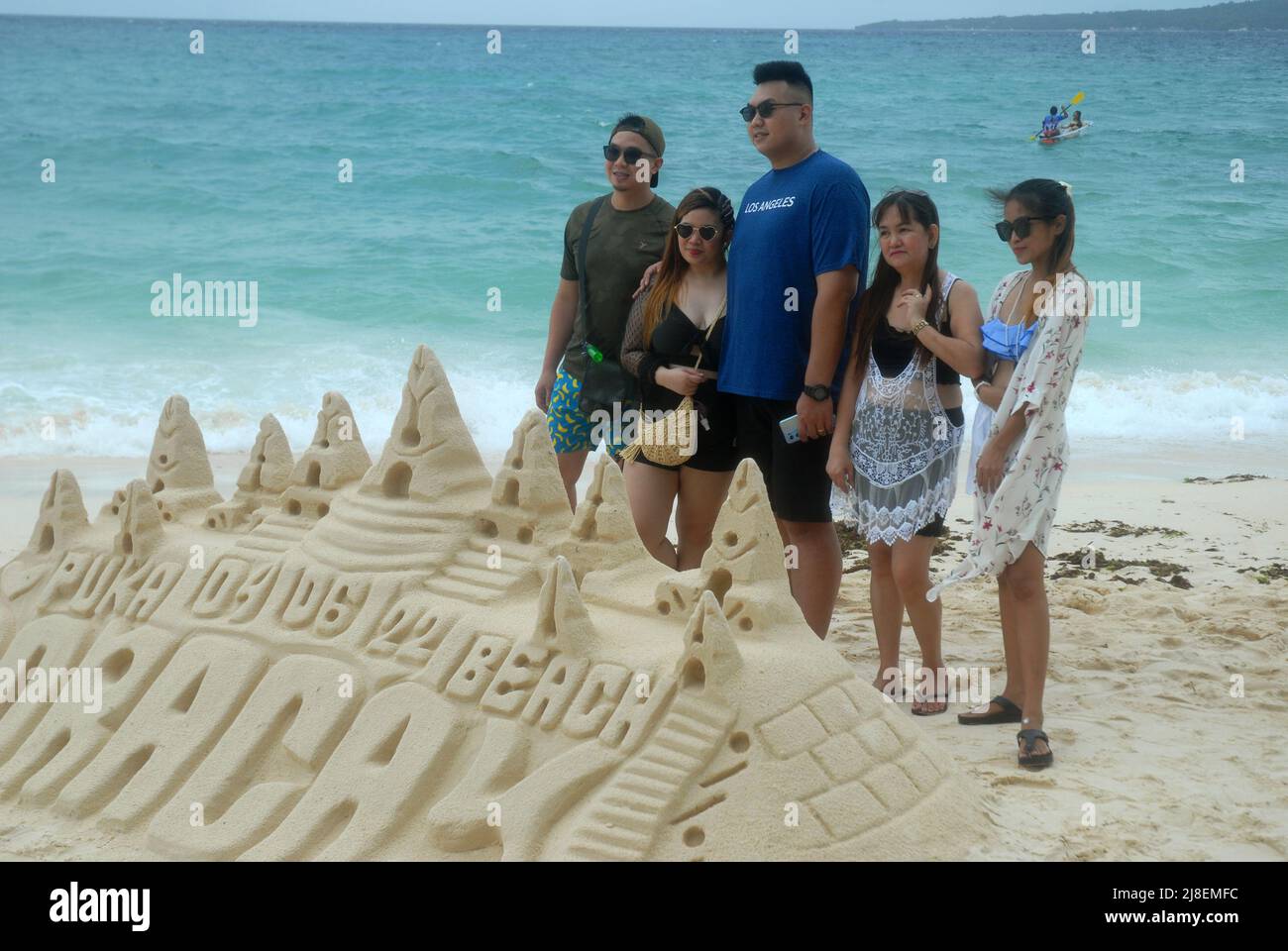 Sand Castle on Puka Shell Beach, Boracay, The Visayas, Philippines ...