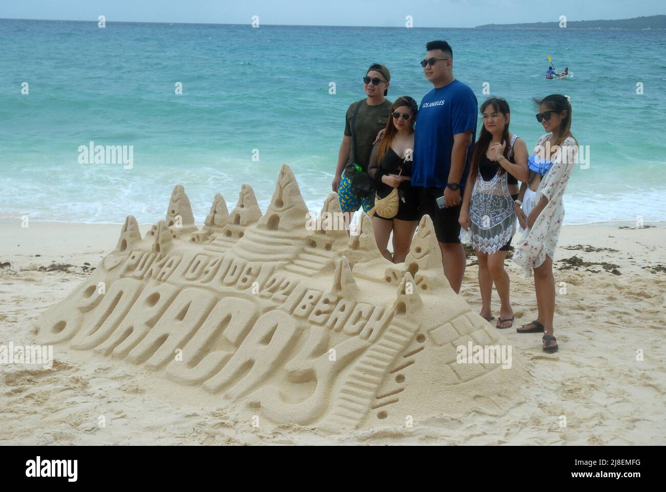Sand Castle on Puka Shell Beach, Boracay, The Visayas, Philippines ...