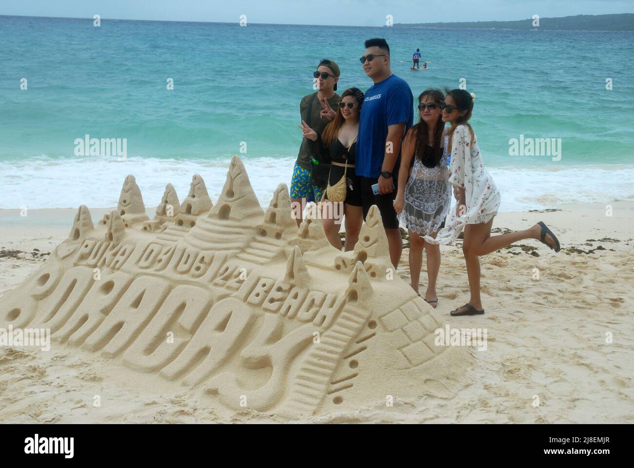 Sand Castle on Puka Shell Beach, Boracay, The Visayas, Philippines ...