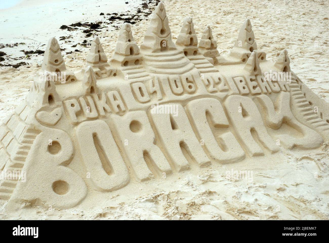 Sand Castle on Puka Shell Beach, Boracay, The Visayas, Philippines ...