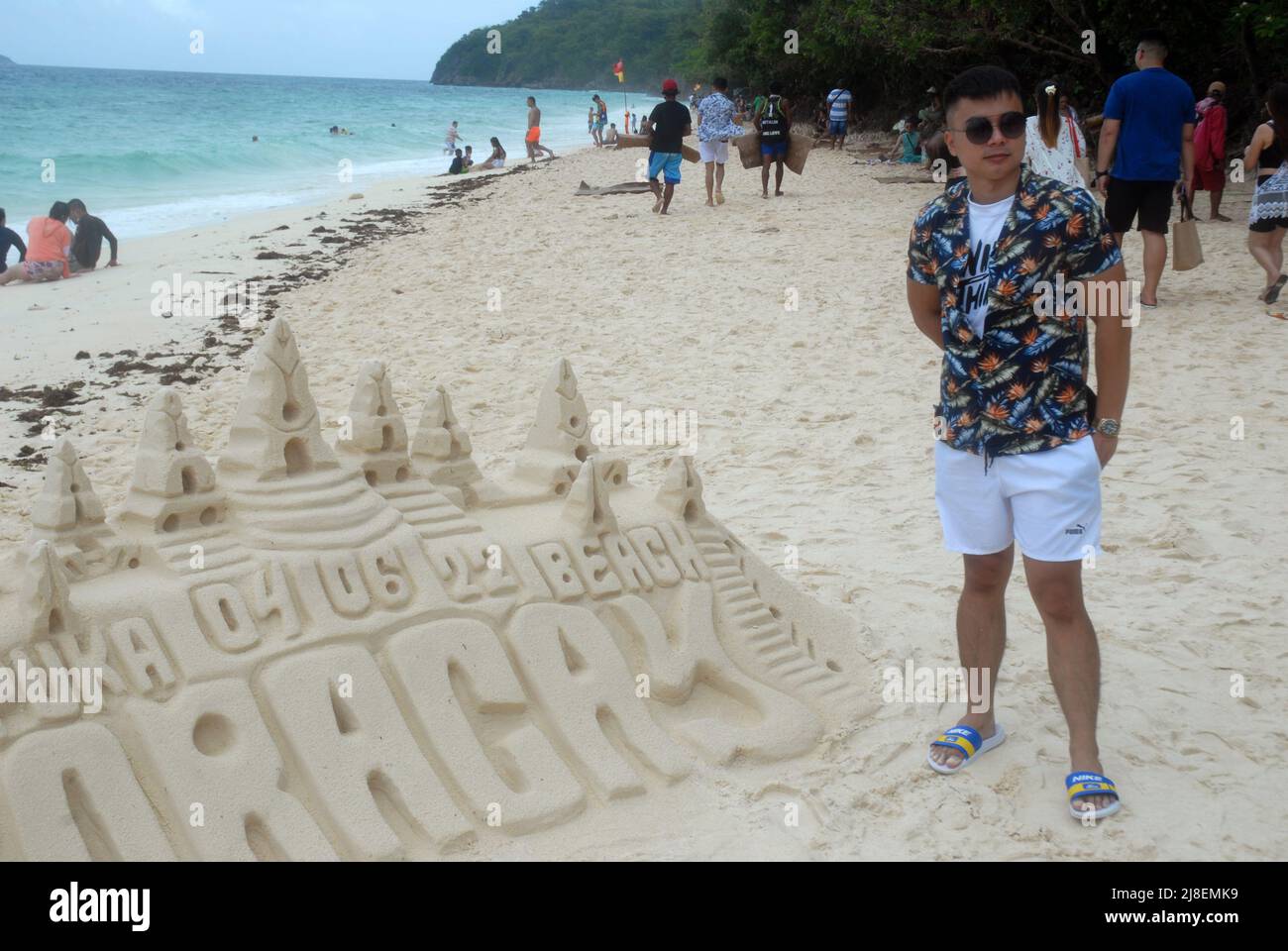 Sand Castle on Puka Shell Beach, Boracay, The Visayas, Philippines ...