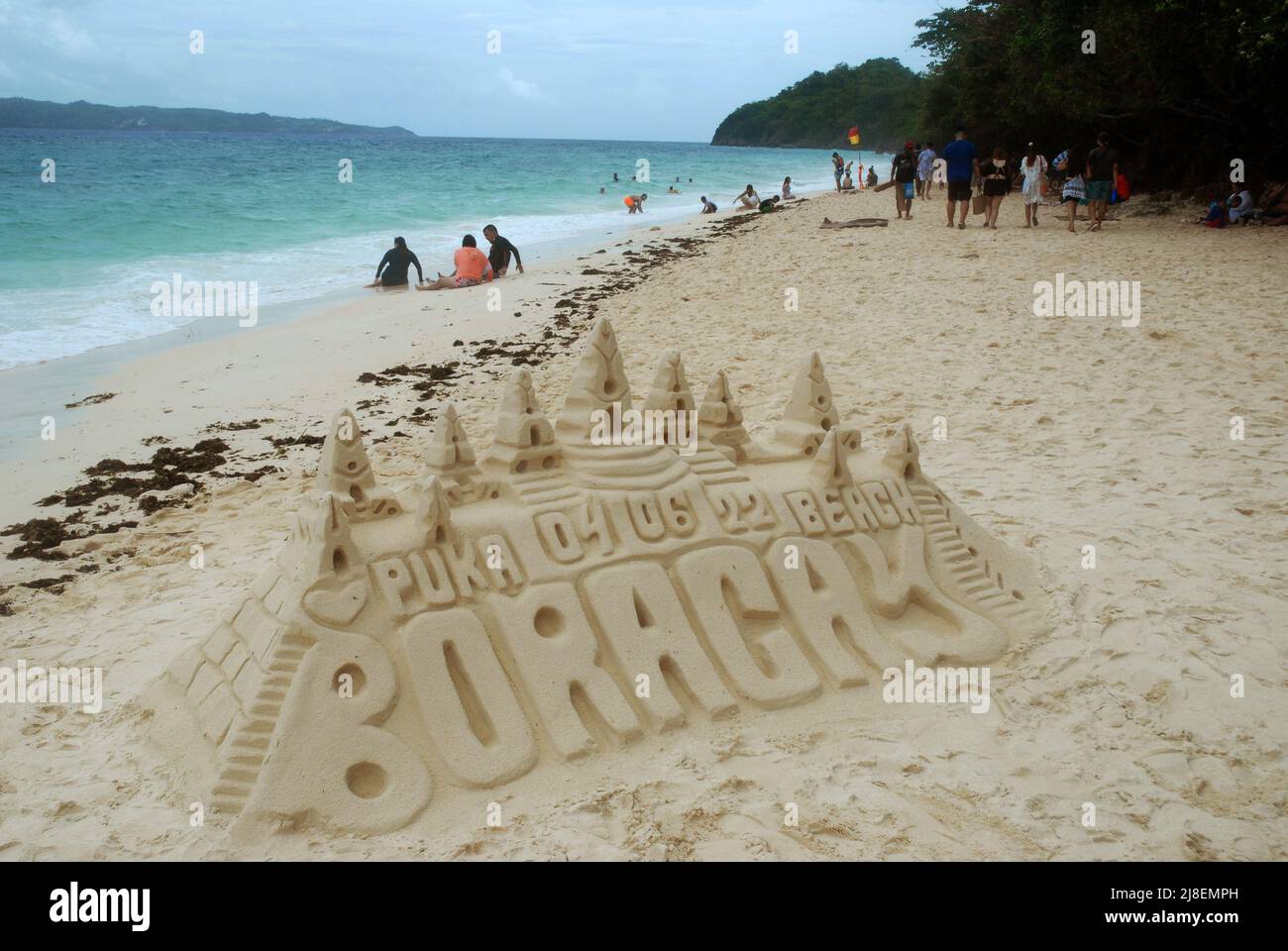 Sand Castle on Puka Shell Beach, Boracay, The Visayas, Philippines ...