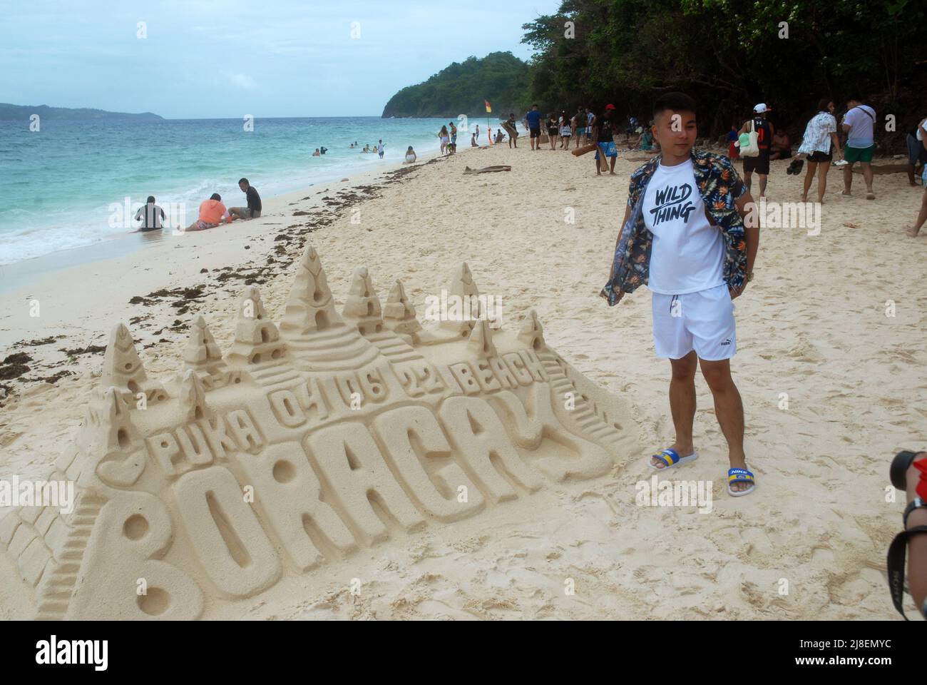 Sand Castle on Puka Shell Beach, Boracay, The Visayas, Philippines ...