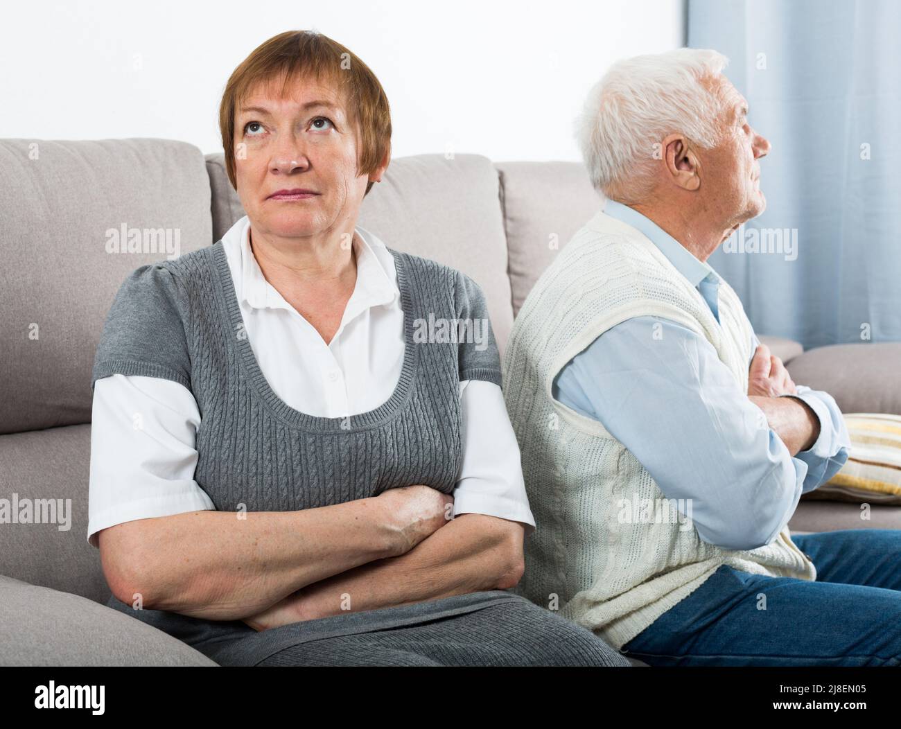 Aged couple arguing Stock Photo - Alamy