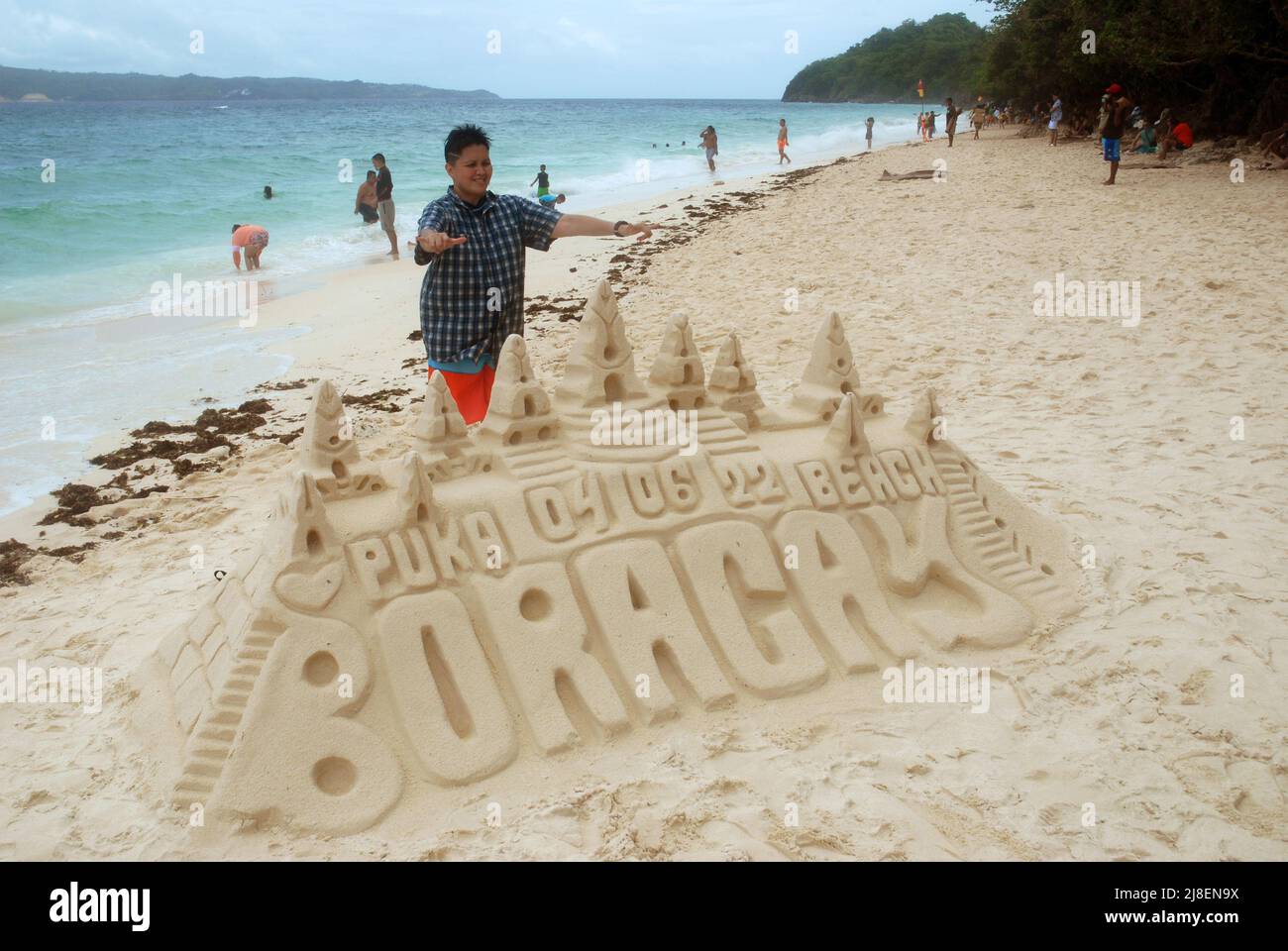 Sand Castle on Puka Shell Beach, Boracay, The Visayas, Philippines ...