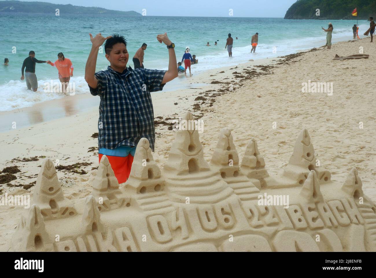 Sand Castle on Puka Shell Beach, Boracay, The Visayas, Philippines ...