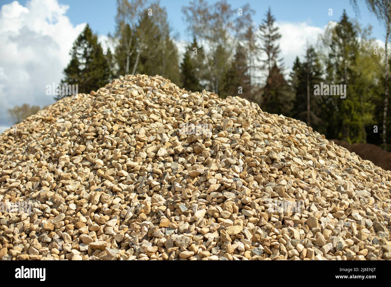 Small stone on construction site. Bunch of building material. Mountain ...