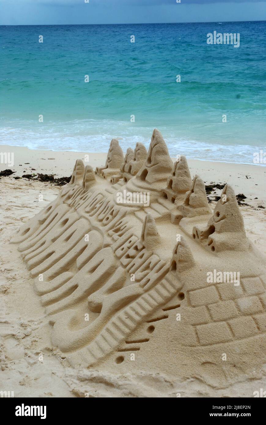Sand Castle on Puka Shell Beach, Boracay, The Visayas, Philippines ...