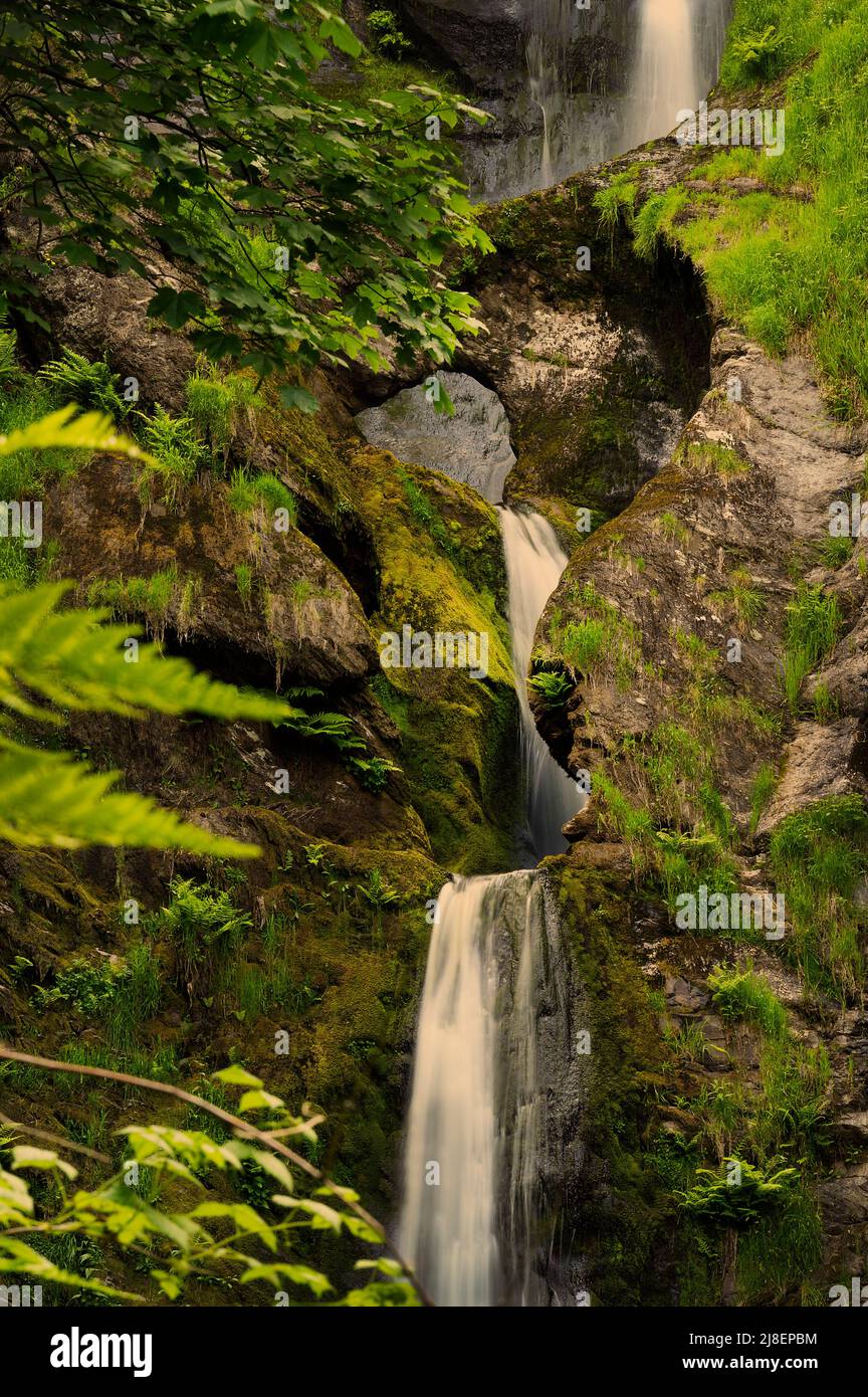 Pistyll Rhaeadr Waterfall, the highest waterfall in Britain Stock Photo ...