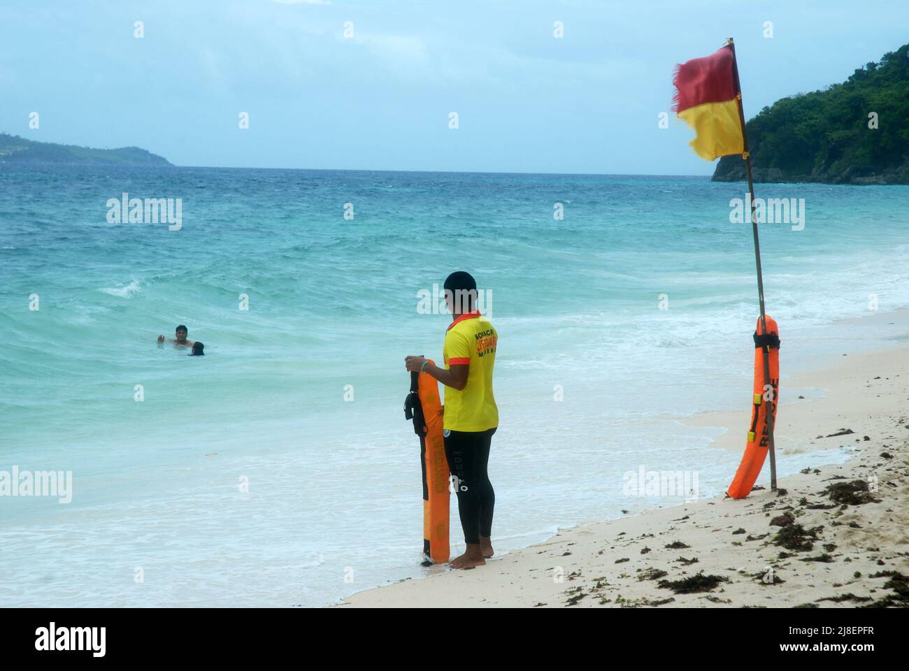 Lifeguard, Puka Shell Beach, Boracay, The Visayas, Philippines ...