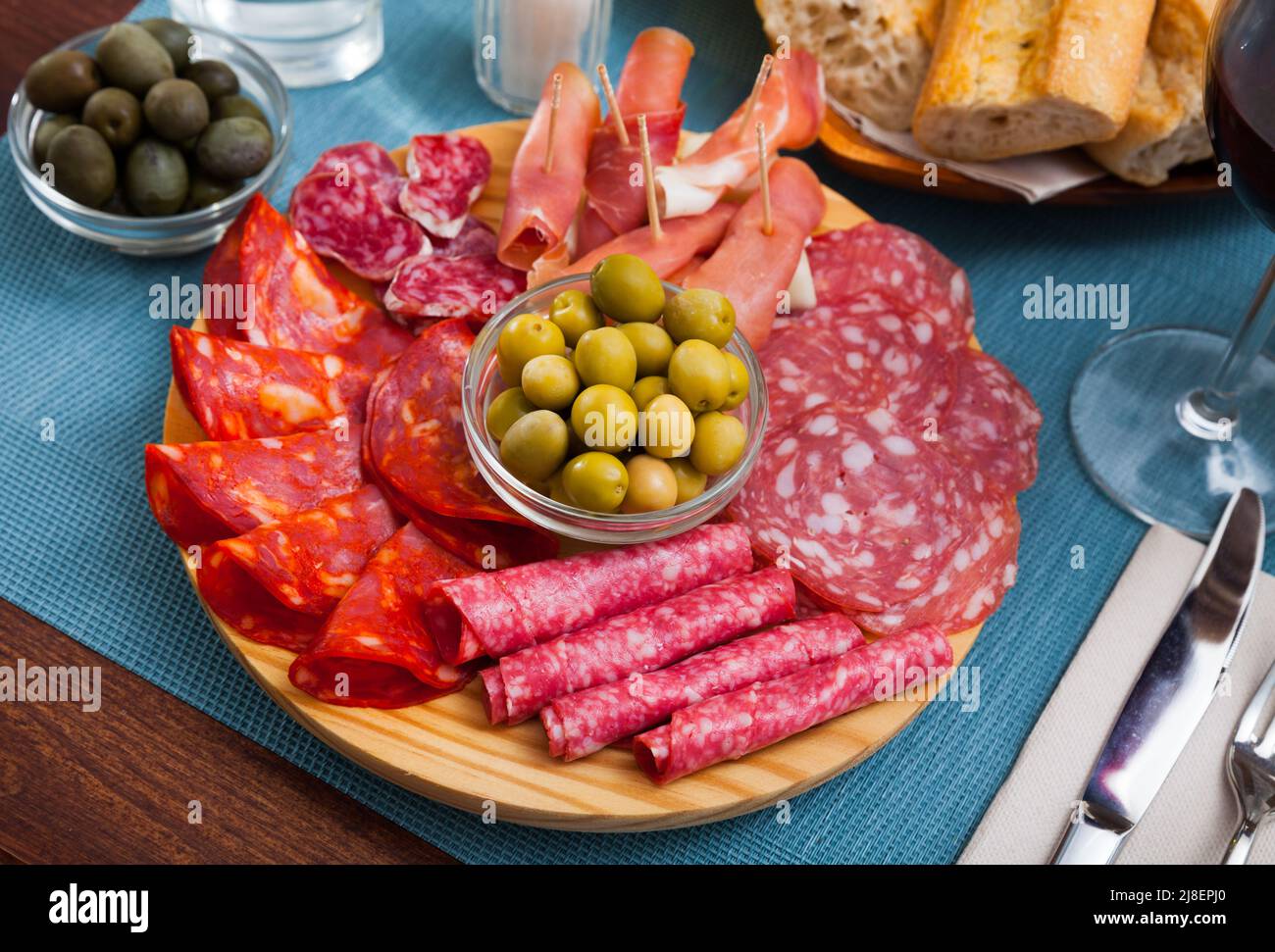 Spanish meat antipasto platter Stock Photo - Alamy