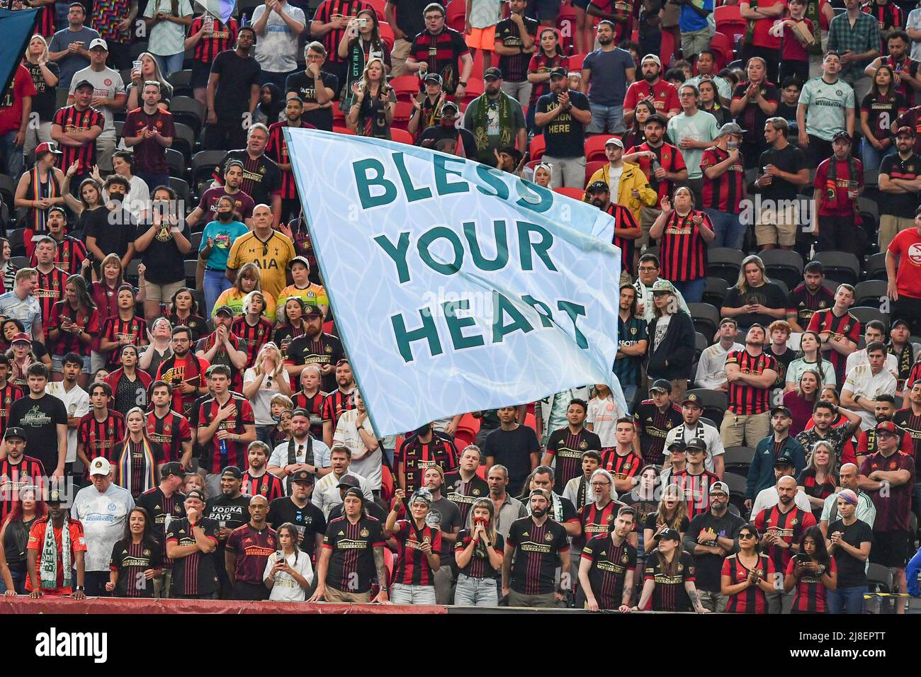 ATLANTA, GA Ã MAY 15: Atlanta United fans wave a flag during the MLS ...
