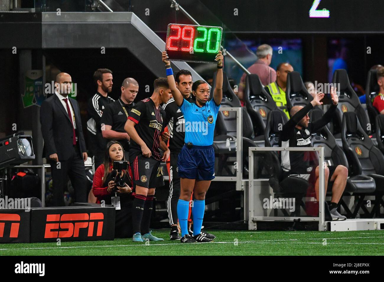 ATLANTA, GA Ã MAY 15: Fourth official Alyssa Nichols signals for a ...