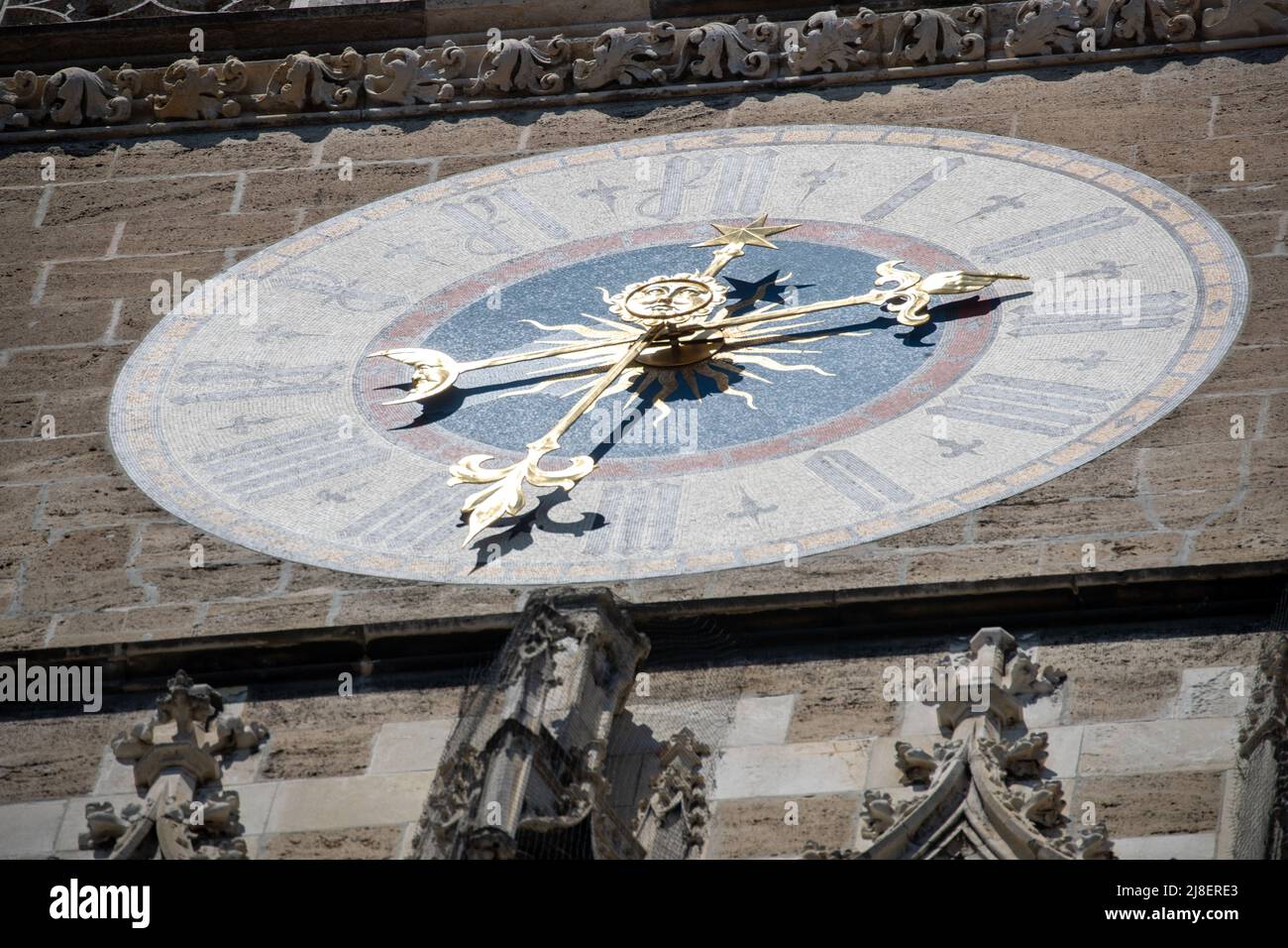 Clock at the town hall at the celebrations of the FC Bayern Munich on ...