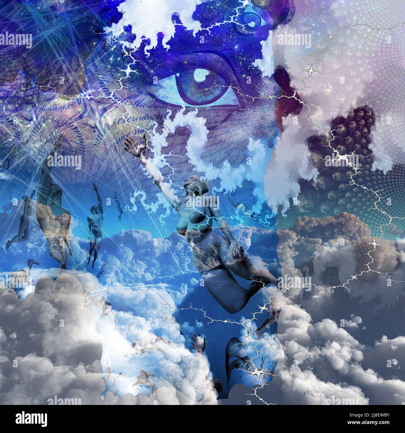 Abstract art. Asian style, smoke looks like dragon, eye. 3D rendering ...