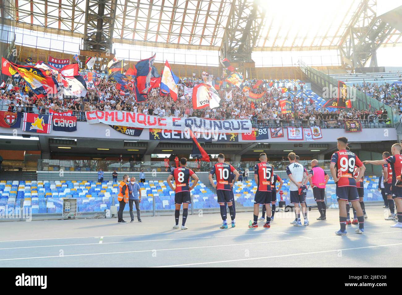the genoa players under their fans at the end of the match during the ...