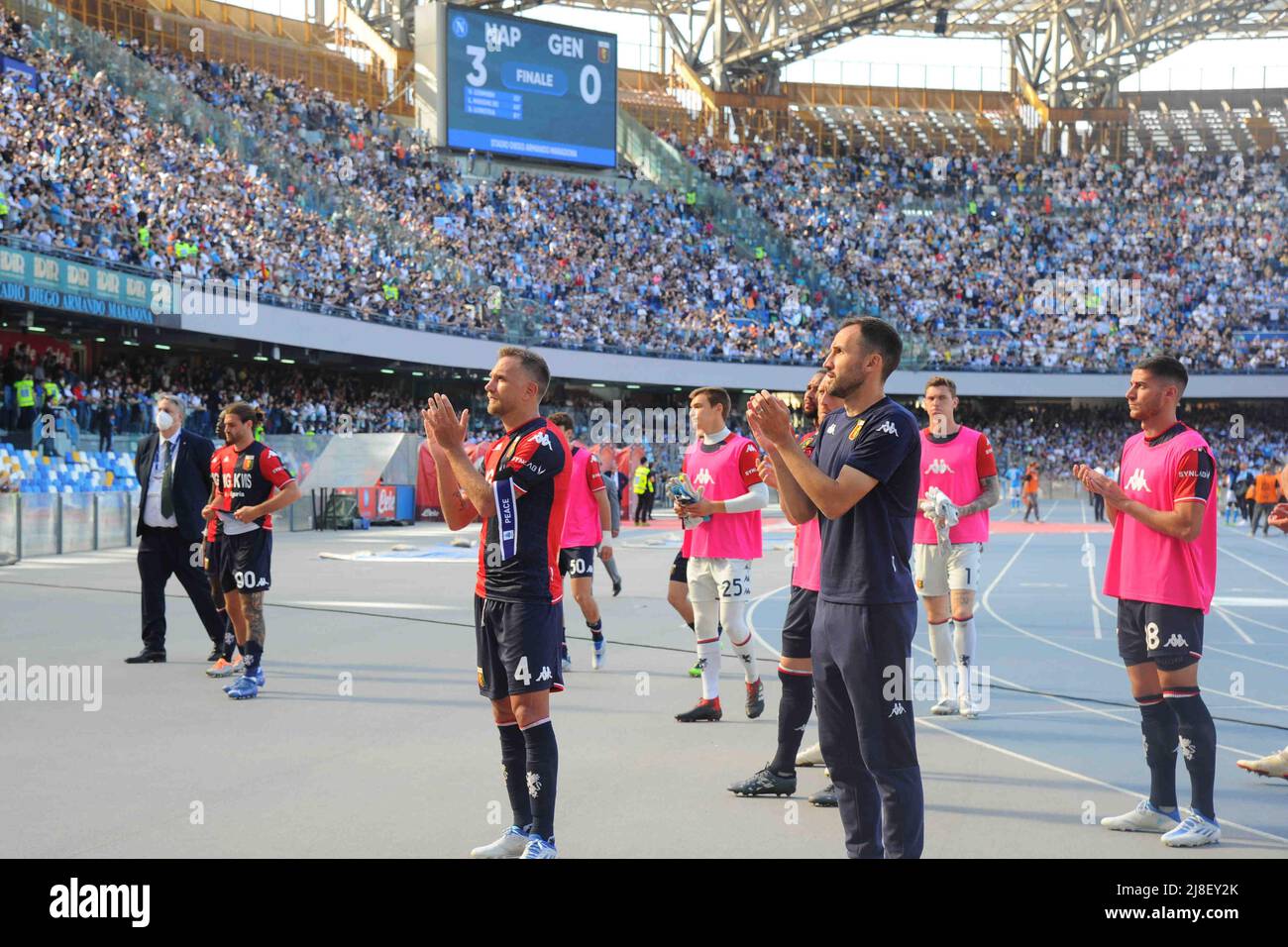 the genoa players under their fans at the end of the match during the ...