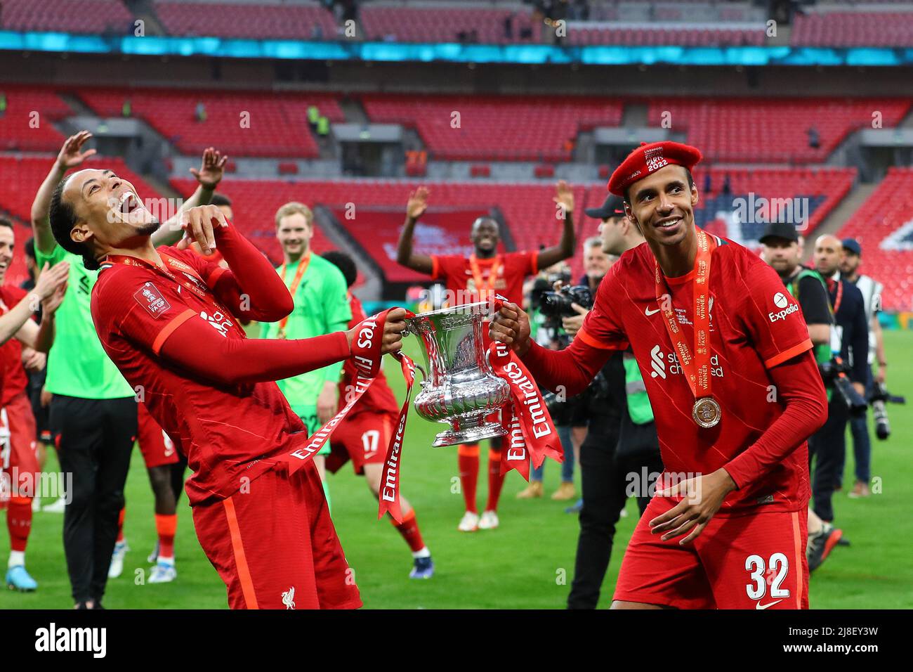 London, UK. 14th May, 2022. Virgil Van Dijk of Liverpool (l) & Joel ...
