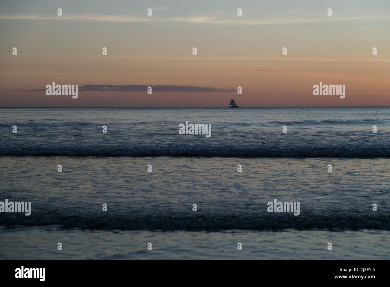 Sunset reflections, Playa Maderas beach, San Juan, Nicaragua, Central ...
