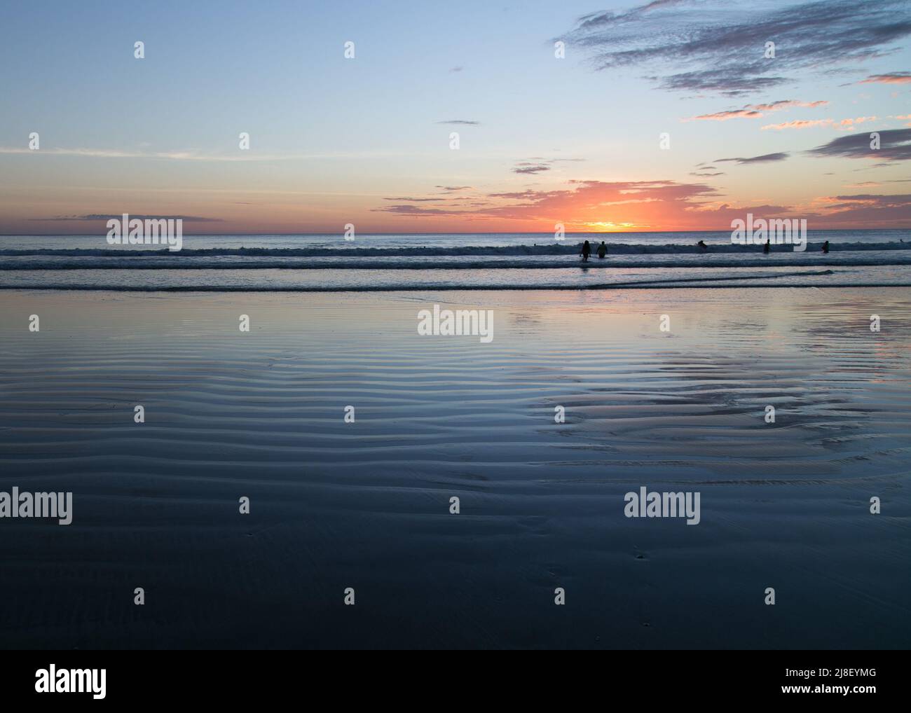 Sunset reflections, Playa Maderas beach, San Juan, Nicaragua, Central ...