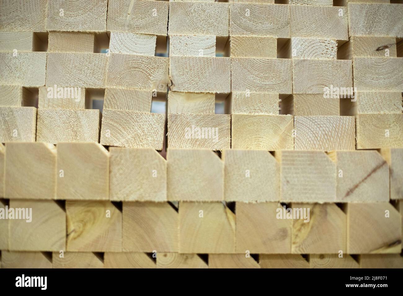Texture of wooden bars. Boards in stack. Details of sawn boards Stock ...