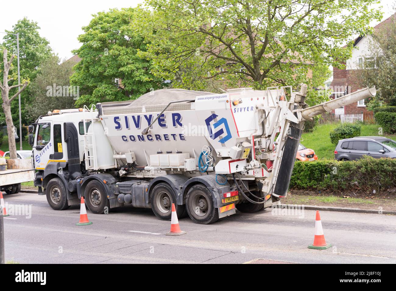 side view of SIVYER concrete truck on London circular road England UK ...
