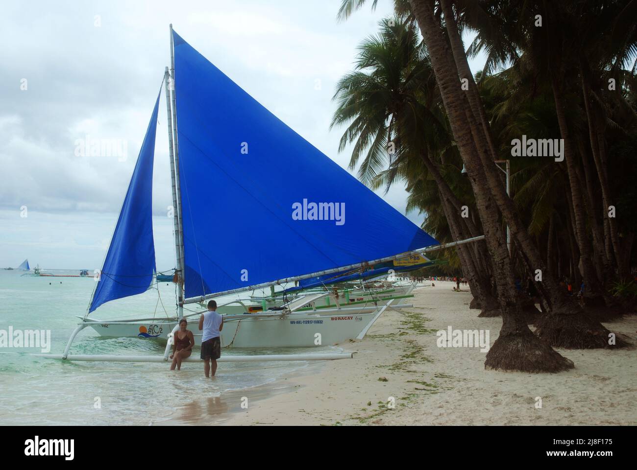 Paraw Boats, White Beach, Boracay, The Visayas, Philippines, Southeast ...