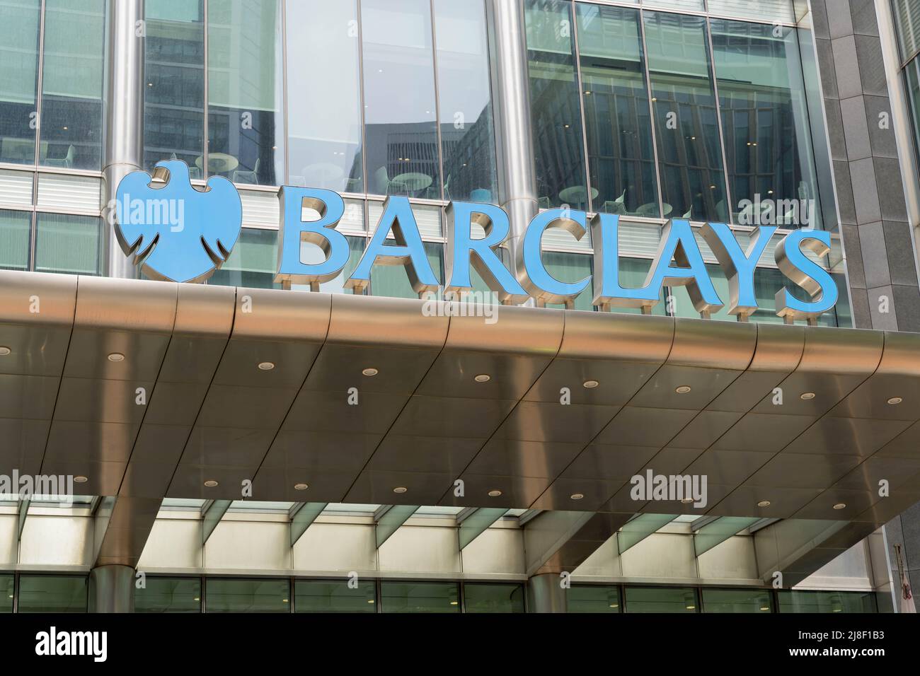 BARCLAYS logo and brand name on Barclays building London England UK ...