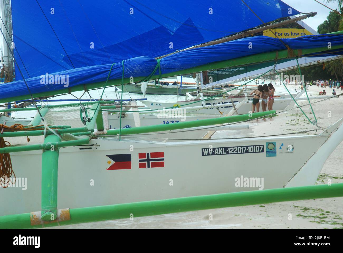 Paraw Boats, White Beach, Boracay, The Visayas, Philippines, Southeast ...
