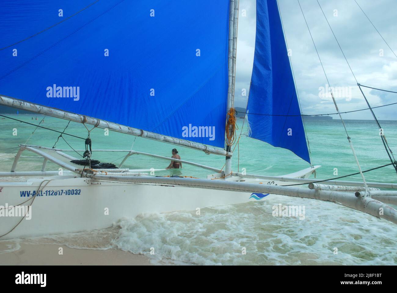 Paraw Boats, White Beach, Boracay, The Visayas, Philippines, Southeast ...