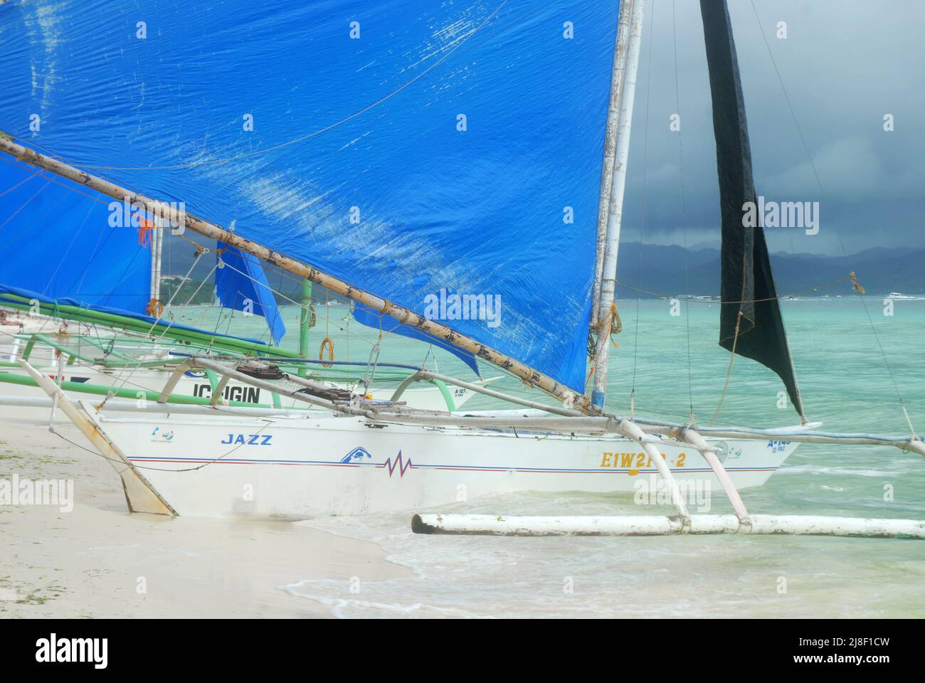 Paraw Boats, White Beach, Boracay, The Visayas, Philippines, Southeast ...