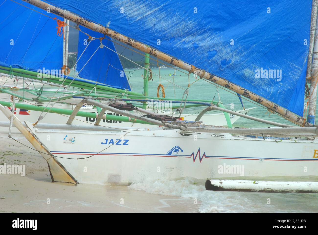 Paraw Boats, White Beach, Boracay, The Visayas, Philippines, Southeast ...